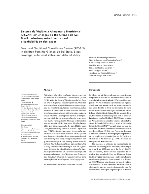 (PDF) Estado nutricional de crianças de 0 a 10 anos acompanhadas pelo ...