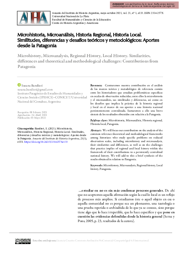 (PDF) Microhistory, Microanalysis, Regional History, Local History ...