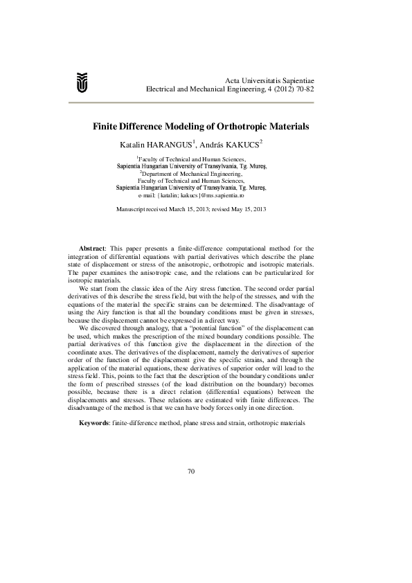 (PDF) Finite Difference Modeling of Orthotropic Materials