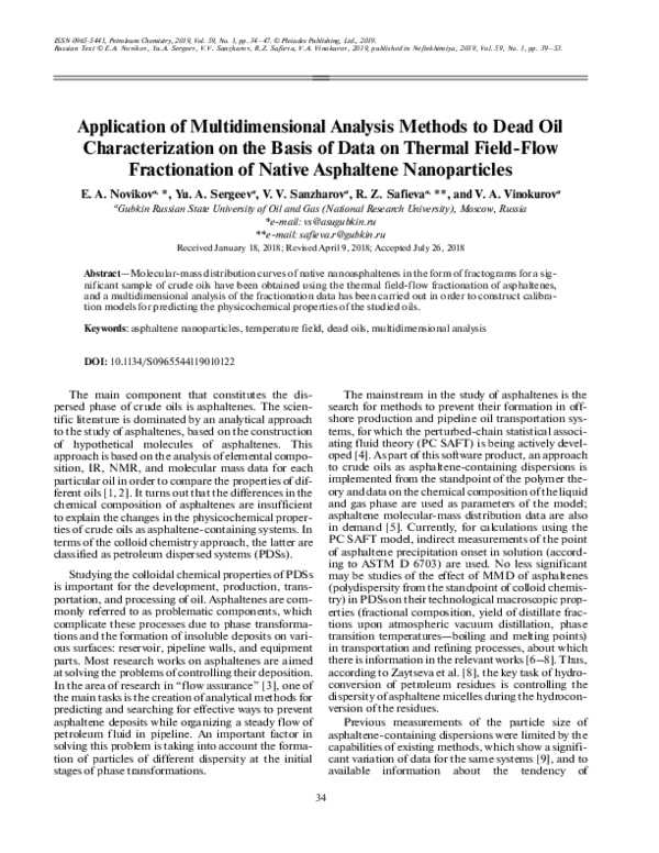 (PDF) Application of Multidimensional Analysis Methods to Dead Oil ...