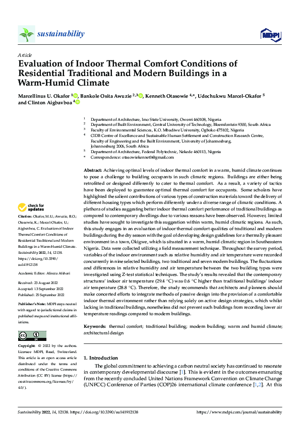(PDF) Evaluation of Indoor Thermal Comfort Conditions of Residential ...