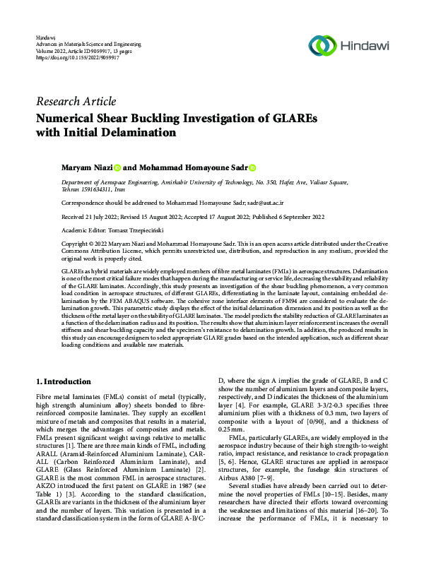 (PDF) Numerical Shear Buckling Investigation of GLAREs with Initial ...