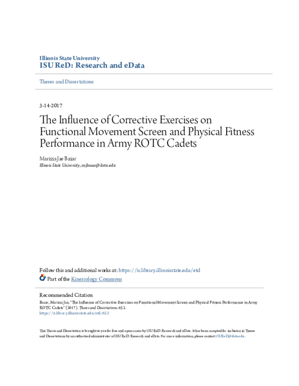 (PDF) The Influence of Corrective Exercises on Functional Movement ...