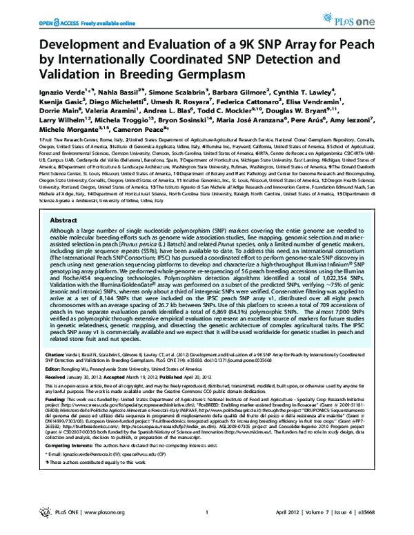 (PDF) Correction: Development and Evaluation of a 9K SNP Array for Peach by Internationally ...