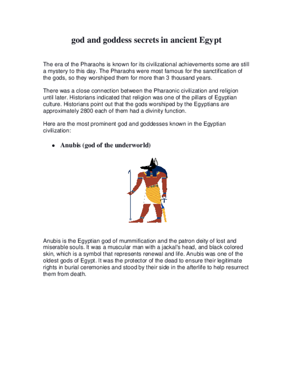 (PDF) god and goddess secrets in ancient Egypt