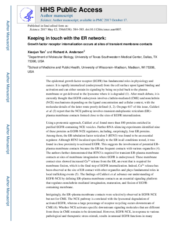 (PDF) Keeping in touch with the ER network