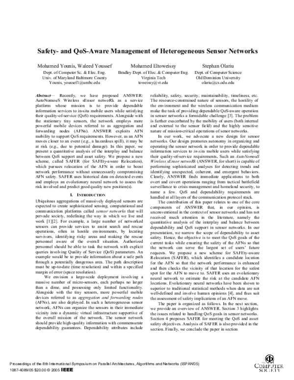 (PDF) Safety and QoS-Aware Management of Heterogeneous Sensor Networks