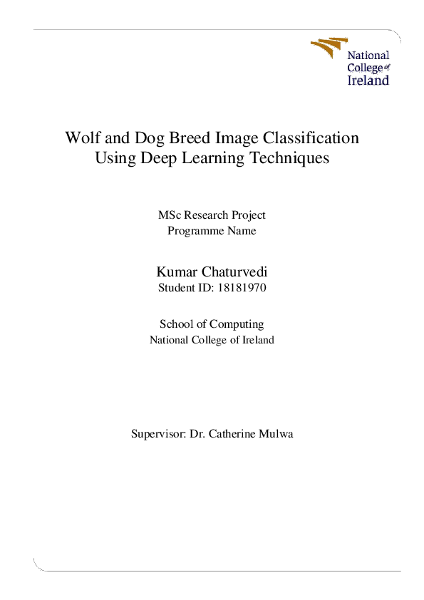 (PDF) Wolf and Dog Breed Image Classification Using Deep Learning Techniques