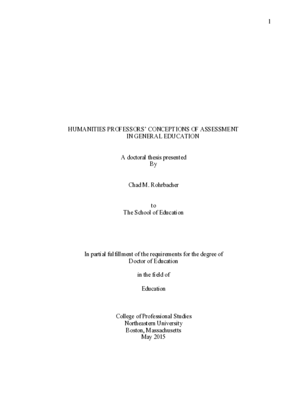 (PDF) Humanities professors' conceptions of assessment in general education