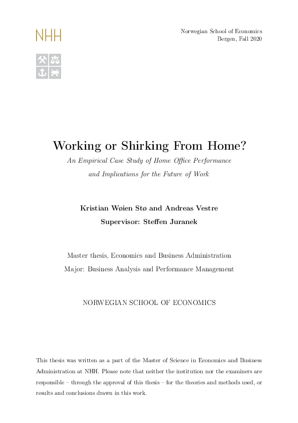 (PDF) Working or shirking from home? : an empirical case study of home ...