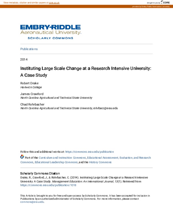 (PDF) Instituting Large Scale Change at a Research Intensive University ...