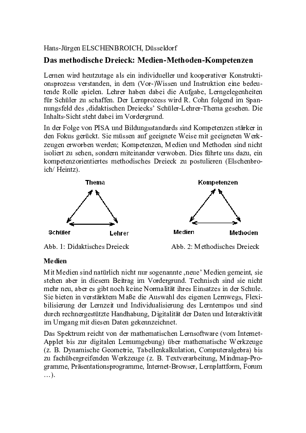 (PDF) Das methodische Dreieck: Medien - Methoden - Kompetenzen
