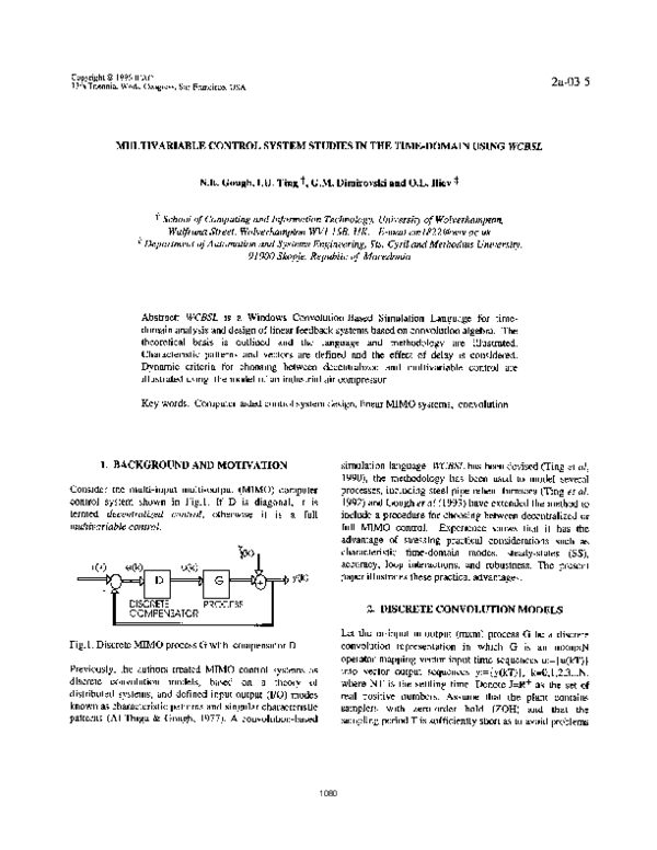 (PDF) Multivariable Control System Studies in the Time-Domain Using WCBSL