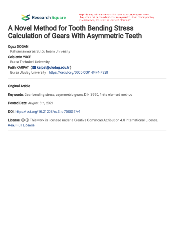 (PDF) A Novel Method for Tooth Bending Stress Calculation of Gears With ...