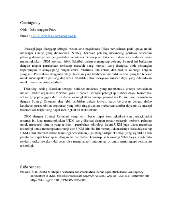 (PDF) Contingency | Dika pratama Putra - Academia.edu