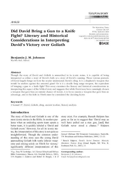 (PDF) Did David Bring a Gun to a Knife Fight? Literary and Historical ...