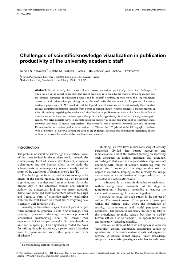(PDF) Challenges of scientific knowledge visualization in publication ...