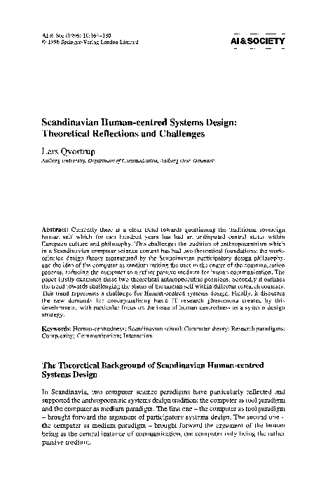 (PDF) Scandinavian human-centred systems design: Theoretical ...