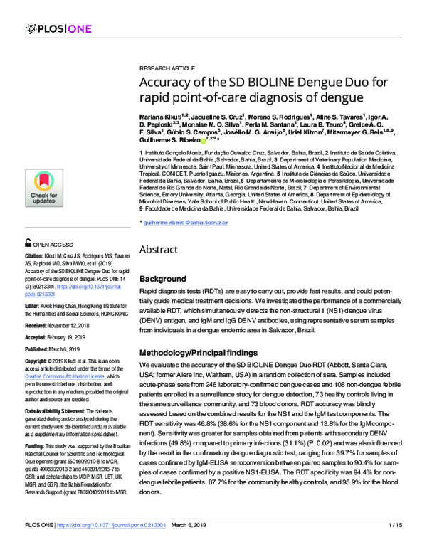 (PDF) Accuracy of the SD BIOLINE Dengue Duo for rapid point-of-care ...