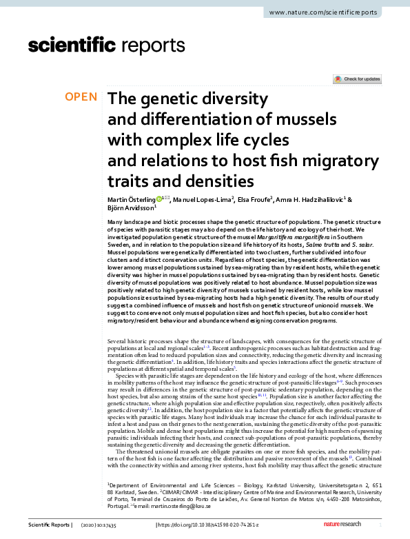 (PDF) The genetic diversity and differentiation of mussels with complex ...