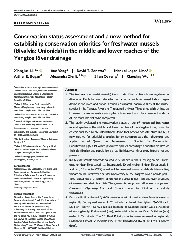 (PDF) Conservation status assessment and a new method for establishing ...