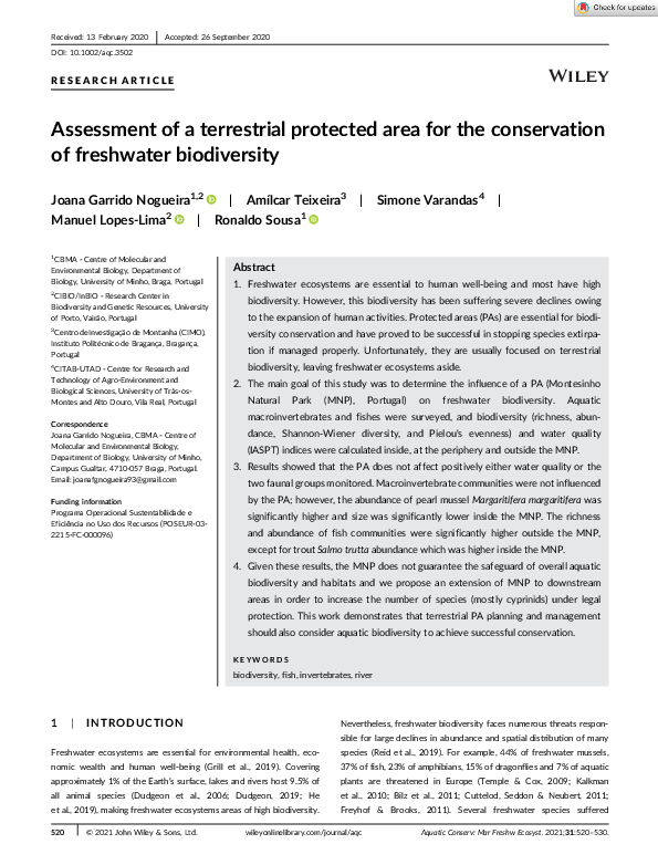 (PDF) Assessment of a terrestrial protected area for the conservation ...