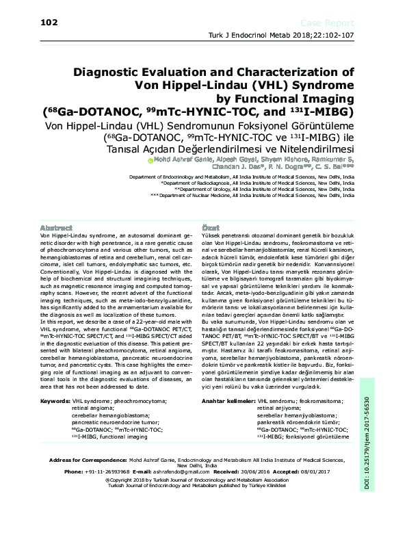 (PDF) Diagnostic Evaluation and Characterization of Von Hippel-Lindau ...