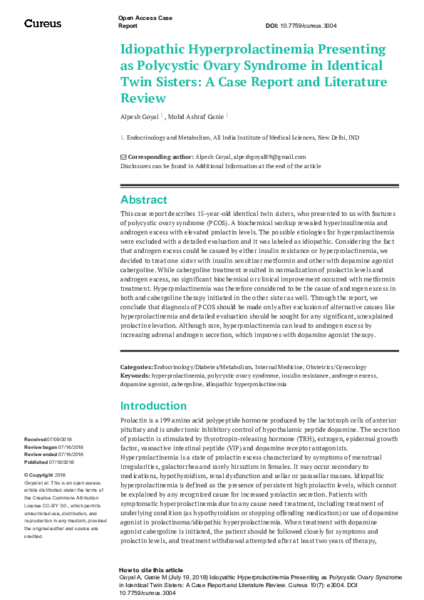 (PDF) Idiopathic Hyperprolactinemia Presenting as Polycystic Ovary ...