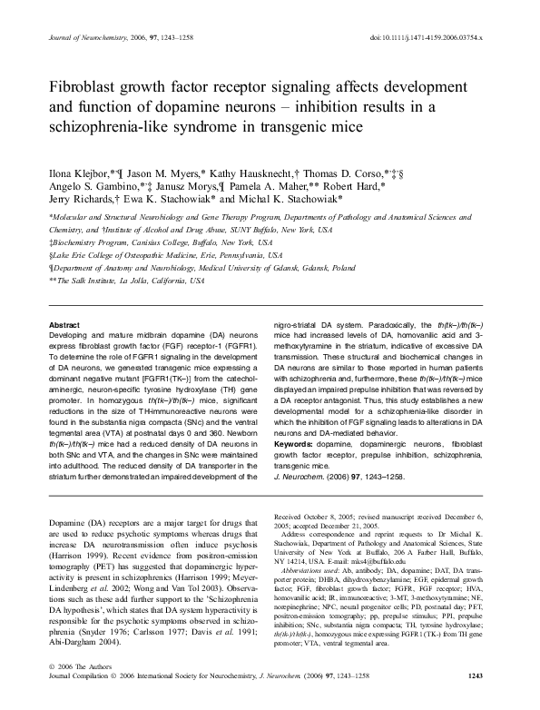 (PDF) Fibroblast growth factor receptor signaling affects development ...