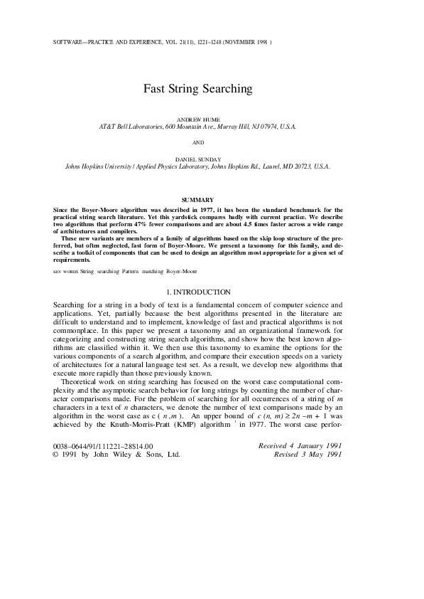 (PDF) Fast string searching