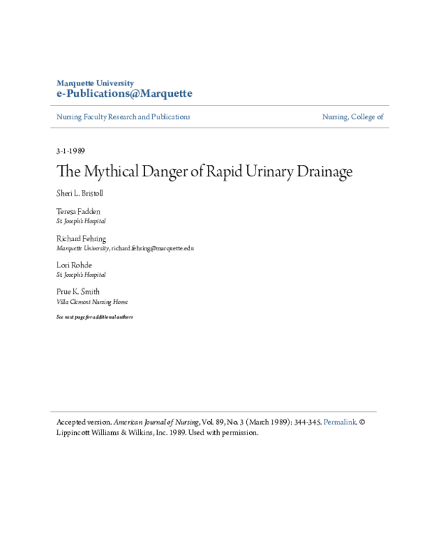(PDF) The Mythical Danger of Rapid Urinary Drainage
