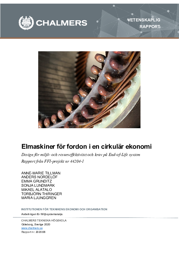 (PDF) Elmaskiner för fordon i en cirkulär ekonomi. Design för miljö ...