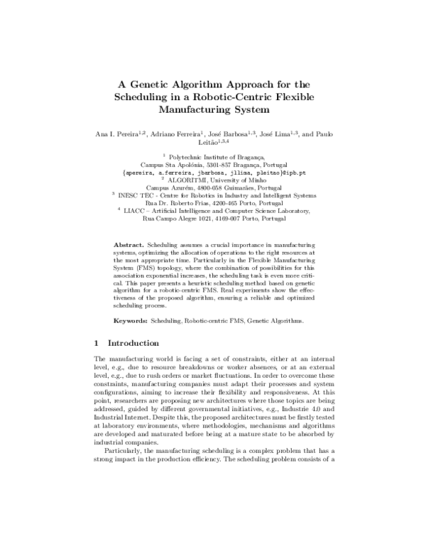 (PDF) A Genetic Algorithm Approach for the Scheduling in a Robotic-Centric Flexible ...