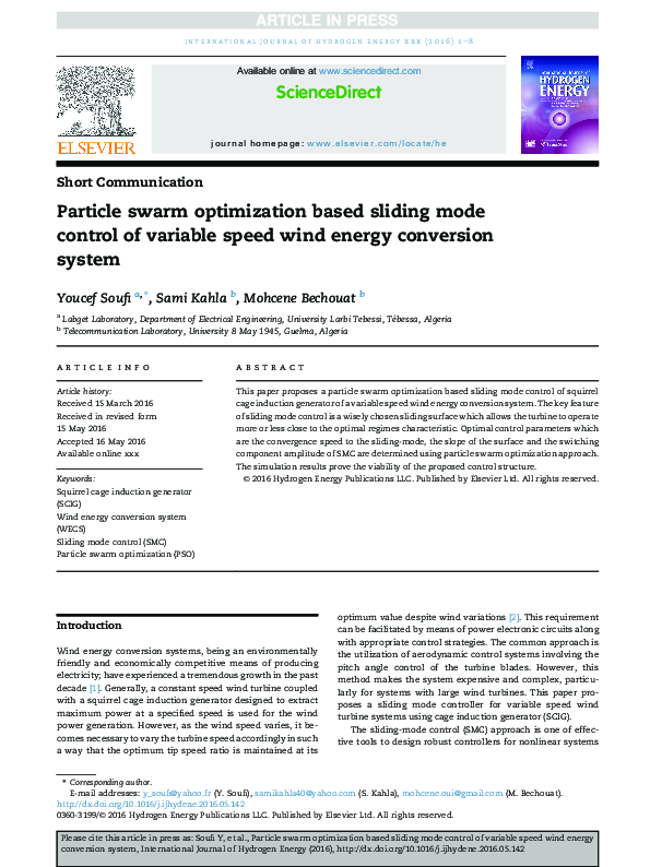 Pdf Particle Swarm Optimization Based Sliding Mode Control Of