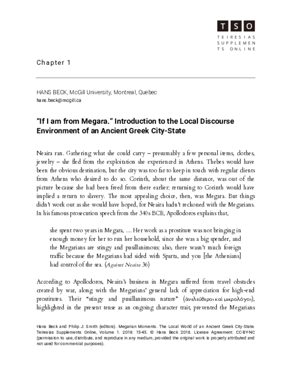 (PDF) Megarian Moments. The Local World of an Ancient Greek City-State