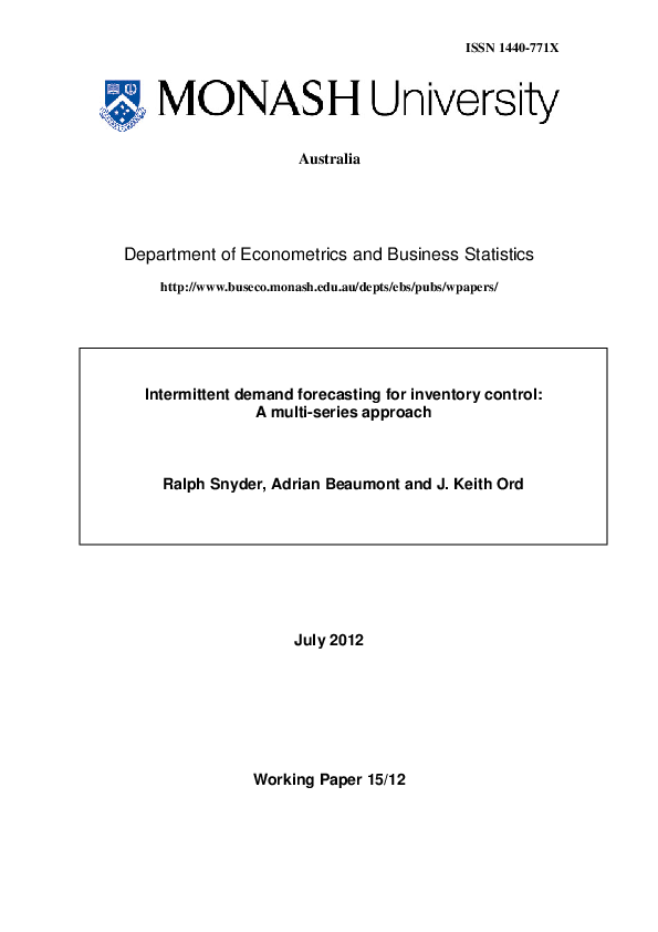 Pdf Intermittent Demand Forecasting For Inventory Control A Multi Series Approach
