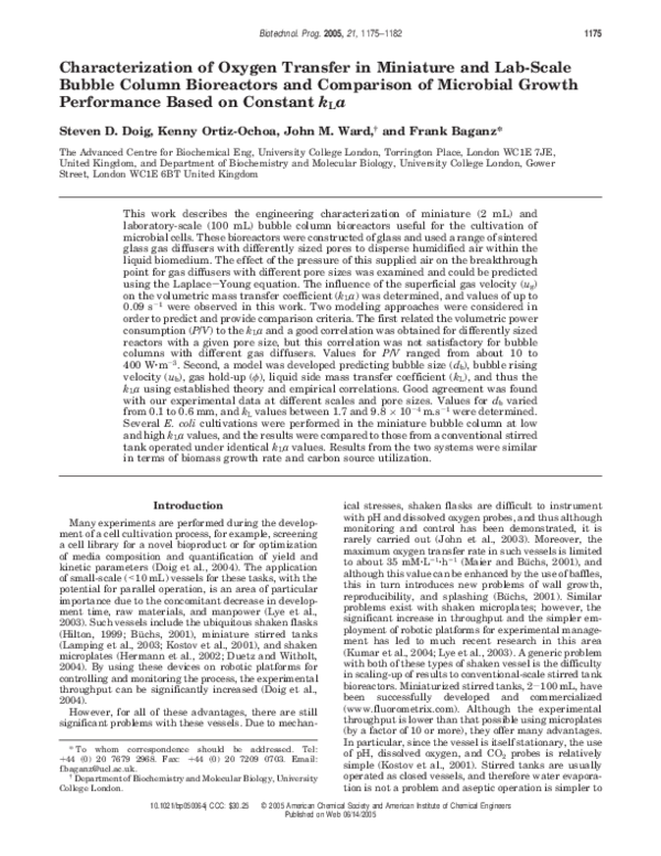 (PDF) Characterization of Oxygen Transfer in Miniature and Lab-Scale ...