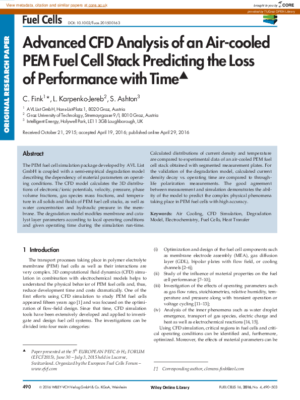 (PDF) Advanced CFD Analysis of an Air-cooled PEM Fuel Cell Stack ...