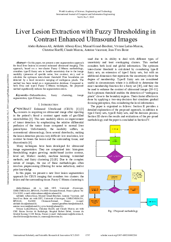 (PDF) Liver Lesion Extraction With Fuzzy Thresholding In Contrast ...