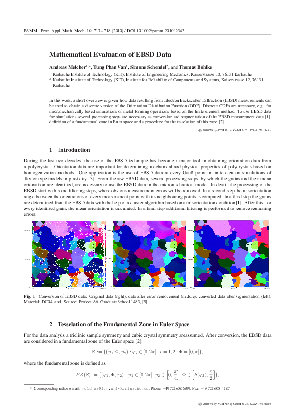 (PDF) Mathematical Evaluation of EBSD Data