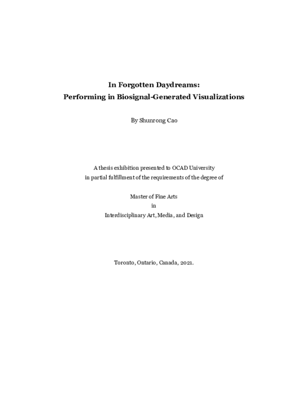 (PDF) In Forgotten Daydreams: Performing in Biosignal-Generated ...