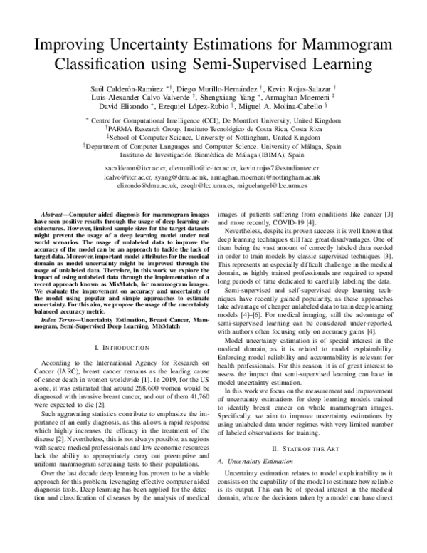 (PDF) Improving Uncertainty Estimations for Mammogram Classification using Semi-Supervised ...