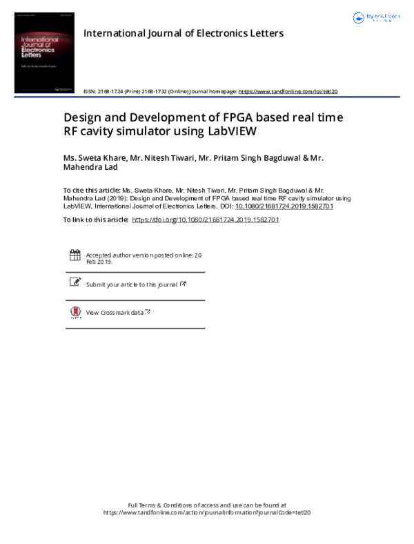Pdf Design And Development Of Fpga Based Real Time Rf Cavity Simulator Using Labview Nitesh