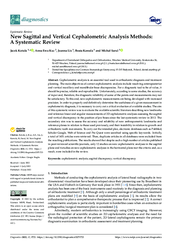 (PDF) New Sagittal and Vertical Cephalometric Analysis Methods: A ...