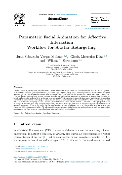(PDF) Parametric Facial Animation for Affective Interaction Workflow ...