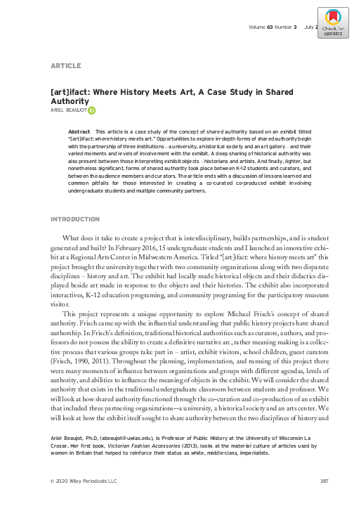 (PDF) Shared Authority in Art and History Exhibits