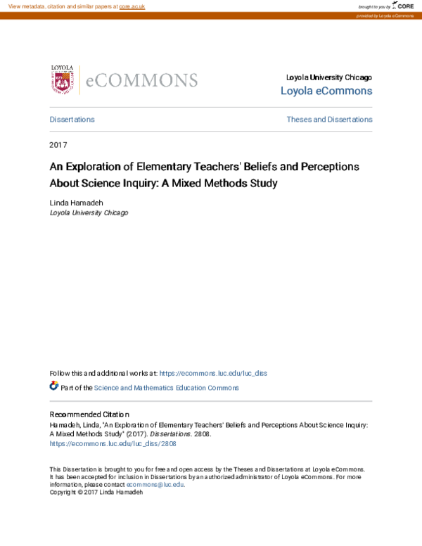 (PDF) An Exploration of Elementary Teachers' Beliefs and Perceptions ...
