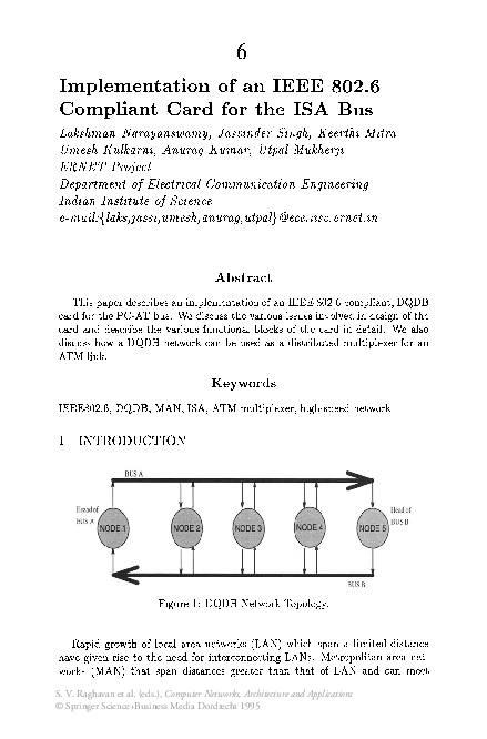 (PDF) Implementation of an IEEE 802.6 Compliant Card for the ISA Bus