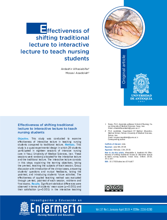 (PDF) Effectiveness of shifting traditional lecture to interactive lecture to teach nursing students