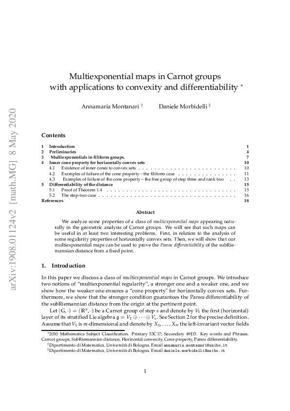 Pdf Multiexponential Maps In Carnot Groups With Applications To Convexity And